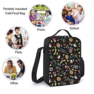 CHSSONG Stranger ST Insulated Lunch Box Dinner Bag Leakproof Cooler Portable Handbag Reusable Thermal Tote Bag With Adjustable Shoulder Strap Black, ST-BLACK, 25x20x8cm(9.8x7.9x3.1inch)