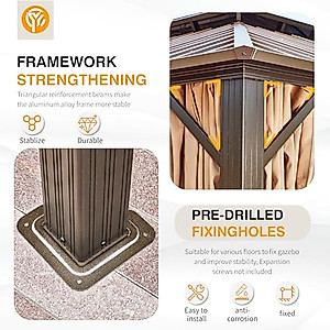 YOLENY 12' X 20' Hardtop Gazebo, Galvanized Steel Ventilation Double Roof Aluminum Frame, Curtains and Netting Included, Outdoor Gazebo for Garden, Patio, Lawns, Parties