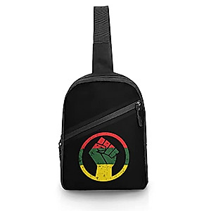 Rasta Black Power FIST Fits Sling Backpack Chest Bag Crossbody Shoulder Bags Daypack For Casual Travel Hiking Sports