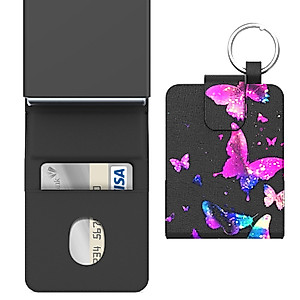 Warmson for Samsung Z Flip 5 Case, Samsung Z Flip 5 Wallet Case with Ring Card Slot Galaxy Z Flip 5 Case PU Leather Protective Flip Folio Z flip 5 Case Galaxy Butterfly for Women Girls