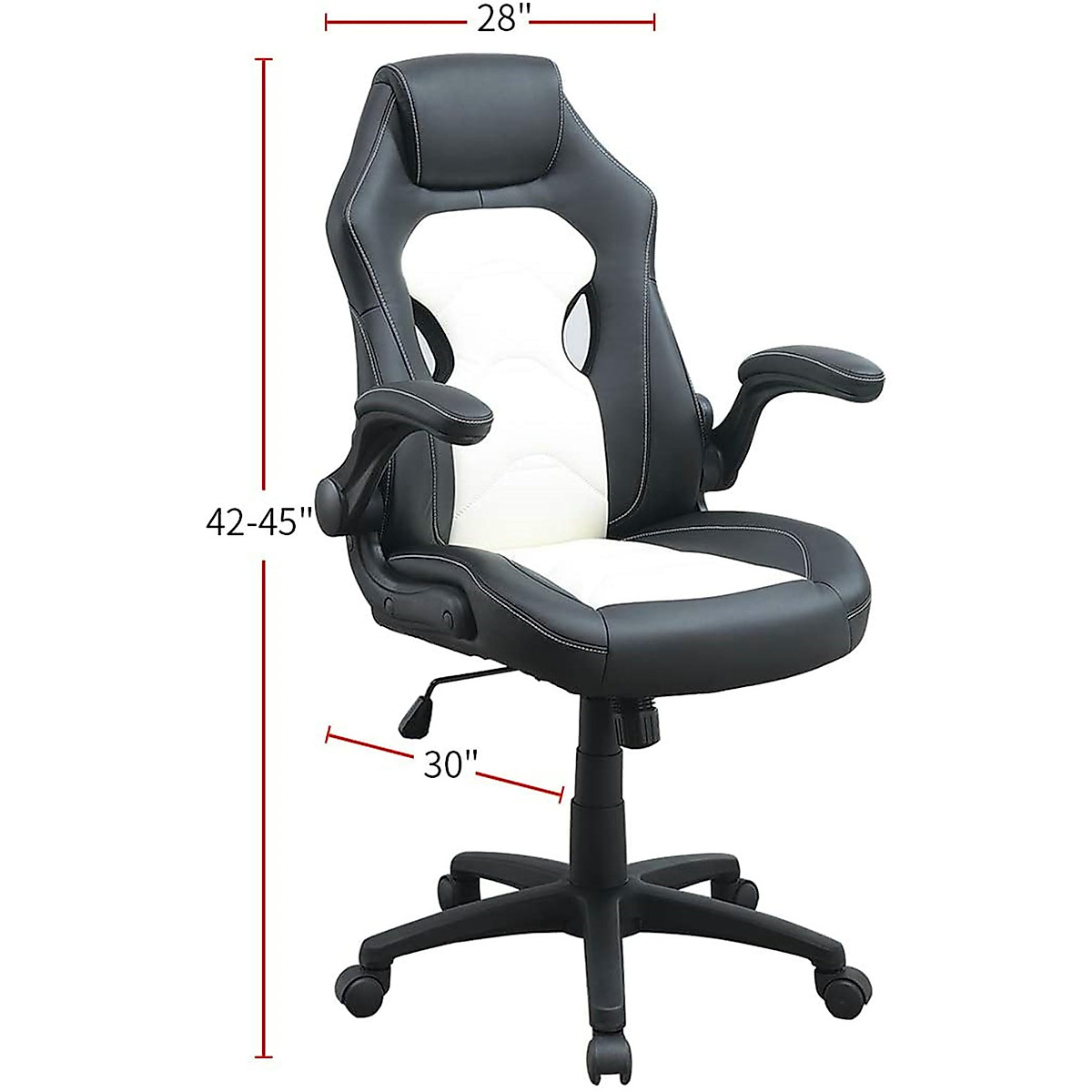 Aienid Fabric Black White Office Chair Upholstered 1Pc Comfort Chair Relax Gaming Office Chair Work