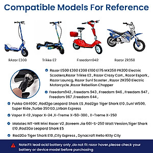 CGGXJP Electric Scooter Charger for Razor E300, E200, E100, PR200, MX350, Dirt Quad, Pocket Mod, Sports Mod, Go Kart Connector - 3-Prong Inline Female Battery Power Cord 24V 1500mA Adapter Cable