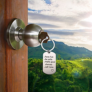 LIBOOI Drive Safe Keychain, Have Fun Be Safe Make Good Choices Stainless Steel Keychain Christmas Birthday Gifts
