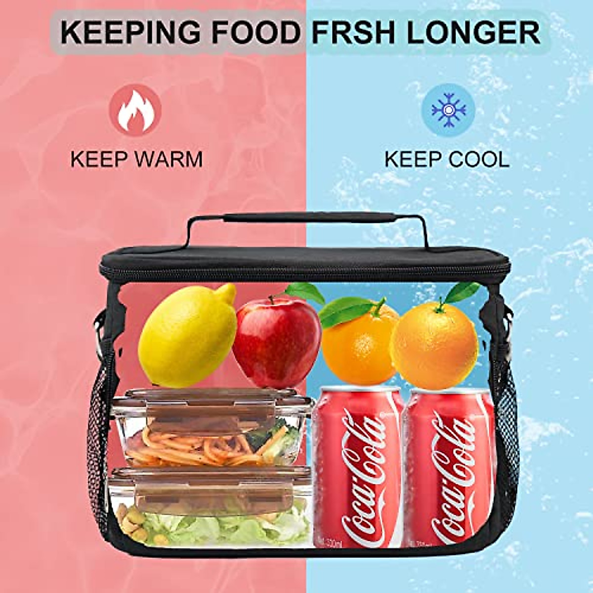 BUDO Lunch Bag for Women Men, Insulated Reusable Lunch Box for Work Office Picnic Beach, Leakproof Cooler Tote Bag with Adjustable Shoulder Strap (Grey)