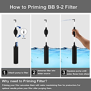 Water Filter Replacement & Primer Hand-Powered Filter Primer Pump For Activated Carbon Water Filter Pack of 2, Compatible with Berkey Big, Light, Imperial, Travel Series