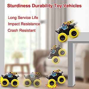 M SANMERSEN Car Toys for Toddlers 1-3, 2 Pack Monster Toys Truck 360° Rotating Stunt Cars - Push and Go Toy Cars Boys Girls Birthday Christmas Easter Gifts