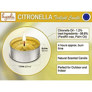 Tealight Citronella Candles - Anti Mosquito Candle - 4 Hour Burn - 50 Pack - DEET Free