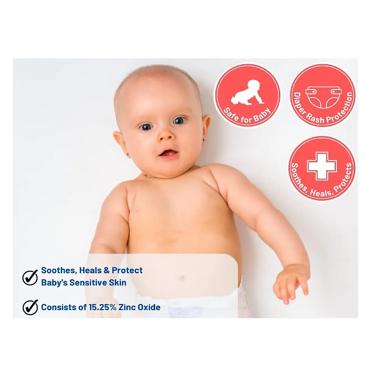 DERMOCREM ‐ Diaper Rash Cream for Baby, Soothes, Heals, and Protects, Relief and Treatment of Diaper Rash, Zinc Oxide Cream (8.8 Oz.(250 G)