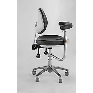 Aries Outlets Dental Adjustable Doctor's Stool Assistant Chair+360 Degree Rotation Armrest PU