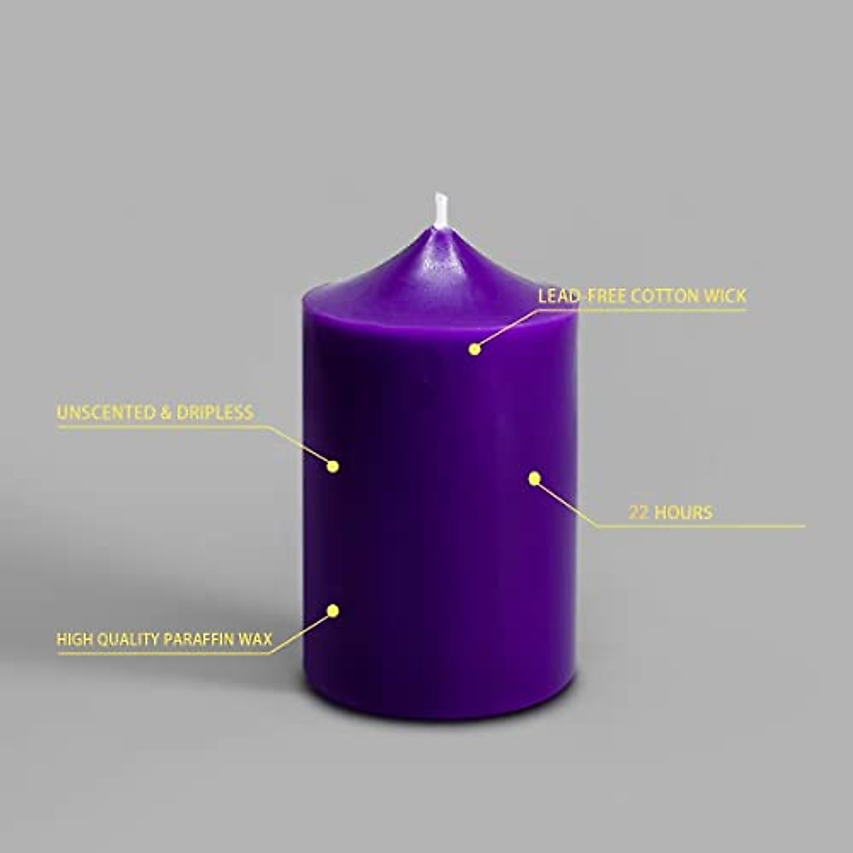 HOSVOT 2x3 Pillar Candles, Advent Candles Set of 4, Purple Pillar Candles, Unscented Advent Wreath Candles for Christmas, Home Decor, Celebration