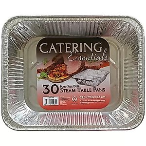Catering Essentials Half Size Deep Foil Steam Table Pan - Pack of 30 (439376)