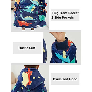 NOUKOW Wearable Blanket Hoodie for Toddlers Oversized Sherpa Blanket Sweatshirt Flannel Sweater Blanket 2-6 Years Old Boy Birthday Gifts Dinosaur