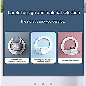 jcwfuno Home Wall-Mounted White Floating Shelf 2 Pieces,Suitable for Bedroom, Living Room, Office, Wall Shelf can Put Plants, Mobile Phones, Remote Control and Other Things,Decoration(Round Shape)