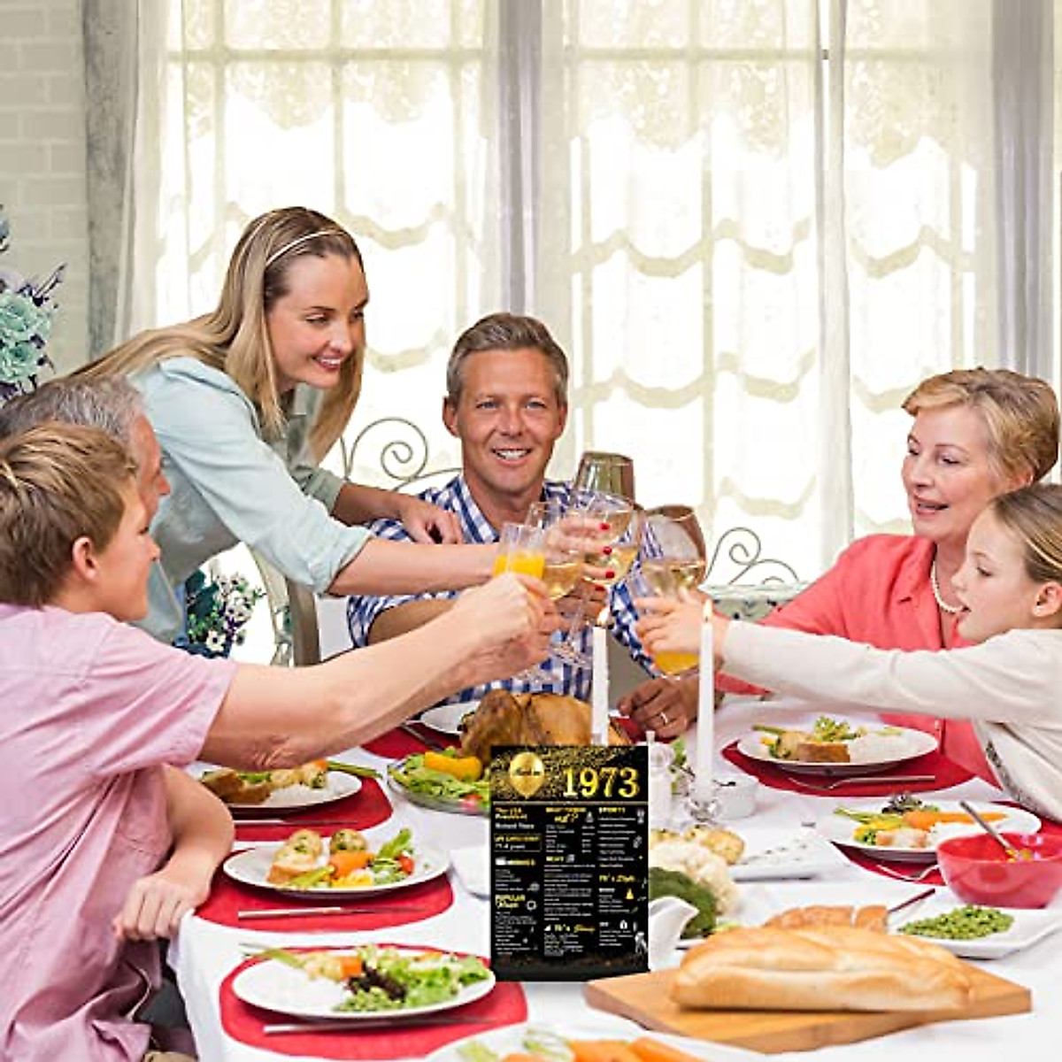 Vlipoeasn 50th Birthday Table Decoration for Men, Black Gold Back in 1973 Acrylic Table Sign with Wooden Stand, 50 Year Old Birthday Party Supplies, 50th Birthday Gift Centerpieces for Women