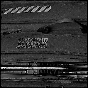 Wilson Night Session Tour 12PK Racket Bag Racket, Adult Unisex, Black/Reflective/ (Multicoloured), One Size, Black/Reflective/ (Multicolor), One Size, Sport