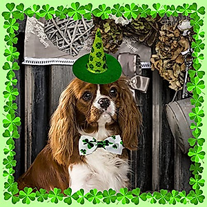 St Patricks Day Dog Costume,St Patrick's Day Cat Dog Hat with Collar,Green Shamrock Cat Dog Hat,St Patricks Day Puppy Outfit Bow Tie,St Patrick Costume for Dogs Puppy Cat Pet Party Dress-up Cosplay