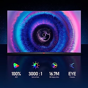 KOORUI 32 inch Curved Gaming Monitor - QHD (2560 x 1440) 2K Display, 170Hz 144Hz Monitor, 1500R Curvature, 1ms, HDR10, Adaptive Sync, Tilt Adjustable, DisplayPort HDMI, Black - GA01