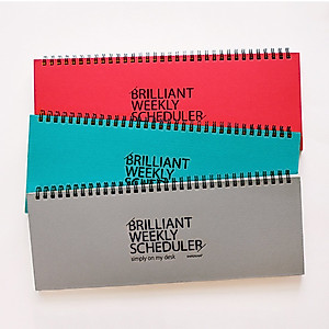 PAPERIAN Brilliant Weekly Scheduler - Wirebound Undated Weekly Planner Pad Scheduler (Red)
