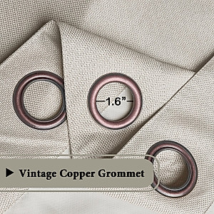 H.VERSAILTEX Room Darkening Linen Curtain for Bedroom/Living Room Extra Wide Blackout Curtains 100 x 84 Inches for Patio Glass Door, Primitive Textured Thick Linen Burlap Look Fabric, Heather Ivory