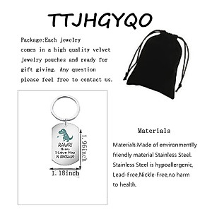 TTJHGYQO Dinosaur Keychain, Cute Halloween Keychain RAWR Mean I Love You in Dinosaur Couple Keychain for Best Friend Boyfriend Boyfriend Keychain for Him and Her