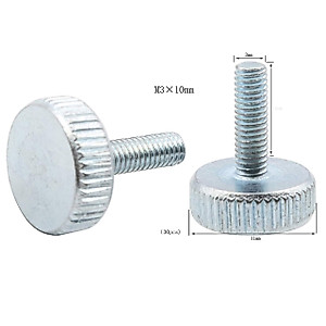 LBY 30pcs Knurled Hand Screw, M3 x 10mm Flat Knurled Head Fully Threaded Thumb Screws(Single Layer Step), Carbon Steel Galvanize