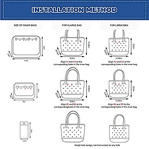 Matalde 3Pack Clear Inner Bags for Rubber Beach Tote Bag - Zippered Travel Organizer Storage with Holes - Women's Essential for Beach, Travel, and Vacation