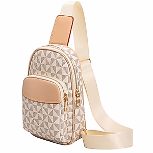 Sling Bag for Women Small Belt Chest Bum Bag Checkered waist Fanny Pack Crossbody for women Designer-Perfect for On-the-Go Style (White)