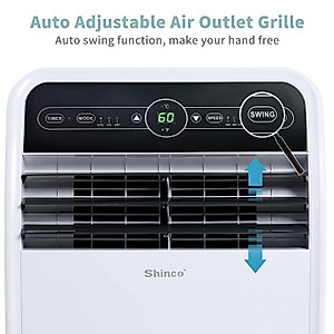 Shinco 10,000 BTU Portable Air Conditioner, Portable AC Unit with Built-in Cool, Dehumidifier & Fan Modes for Room up to 300 sq.ft, RC, 24 Hour Timer, Window Kit