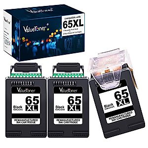 Valuetoner Remanufactured Ink Cartridges Replacement for HP 65XL 65 XL N9K04AN for Envy 5055 5052 5058 DeskJet 2655 3755 3720 3722 3723 3752 3758 2652 2624 Printer(3 Black+ 1 Reusable Printhead)