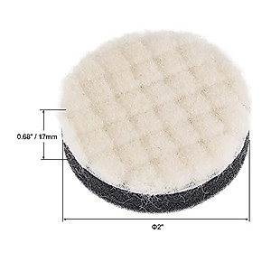 uxcell 2" Wool Felt Sponge Polishing Pad Hook and Loop Buffing Wheel Medium Polishing for Orbital Polisher Buffer 4 Pcs