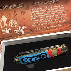 S.S. Folding Knives Rough Rider Dreamcatcher Stockman Pocket Knife Rr1524 3 Open Folding Blades Outdoor Survival Hunting Knife for Camping by Survival Steel