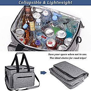 DYD Collapsible Cooler Bag, Insulated 24/48 Can Soft Sided Beach Cooler Lightweight Portable Car Cooler Tote with Large Capacity for Outdoor Travel Picnic Camping Shopping