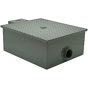 Zurn GT2701-20-3NH Lo-Profile Steel Grease Interceptor 20 GPM, 3 Inch No Hub Inlet/Outlet,Grey