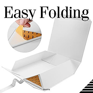 BLK&WH Extra Large Gift box with Ribbon 16.3x14.2x5 Inches, Large White Gift box with Lid for presents, Bridesmaid Proposal box, Big Gift box for Clothes and Large Gifts(Glossy White)