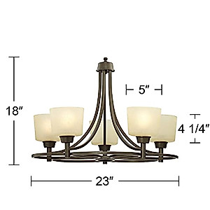 Regency Hill Whitfield Oil Rubbed Bronze Chandelier Lighting 23" Wide Farmhouse Rustic Glass Shades 5-Light Fixture for Dining Room Living House Home Foyer Kitchen Island Entryway Bedroom