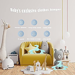 Baby Nursery Closet Hangers, 20pcs Slip Laundry Infant Pant Hangers for Newborn Clothes Kids Baby Hangers - 11"- 14" Adjustable Children Coat Hanger for Girl Boy Plastic Infant Hangers Cherry Powder