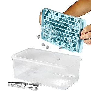 VEVOR Ice Cube Tray, 3 Pack 170 Balls Mini Ice Cube Tray for Freezer, 2x33pcs and 1x104pcs Sphere Ice Cube Making for Chilling Cocktail Whiskey Tea Coffee, Include Ice Trays & Ice Bin & Scoop