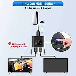 HDMI Splitter 4K HDMI Switch-Tekholy Aluminum Bidirectional HDMI Splitter 1 in 2 Out, HDMI Switcher Supports 4K 3D 1080P for Xbox PS5/3/4 Fire Stick Roku Blu-Ray(HDMI Cable NOT Include)