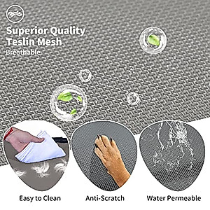 FIOCCO Elevated Dog Bed - Heavy Duty Dog Cot, Washable Raised Dog Bed with Chew Proof Mesh and Metal Frame, Portable Dog Bed for Outdoor Use, Dog Cots Beds for X-Large Dogs, Gray/Black Mesh