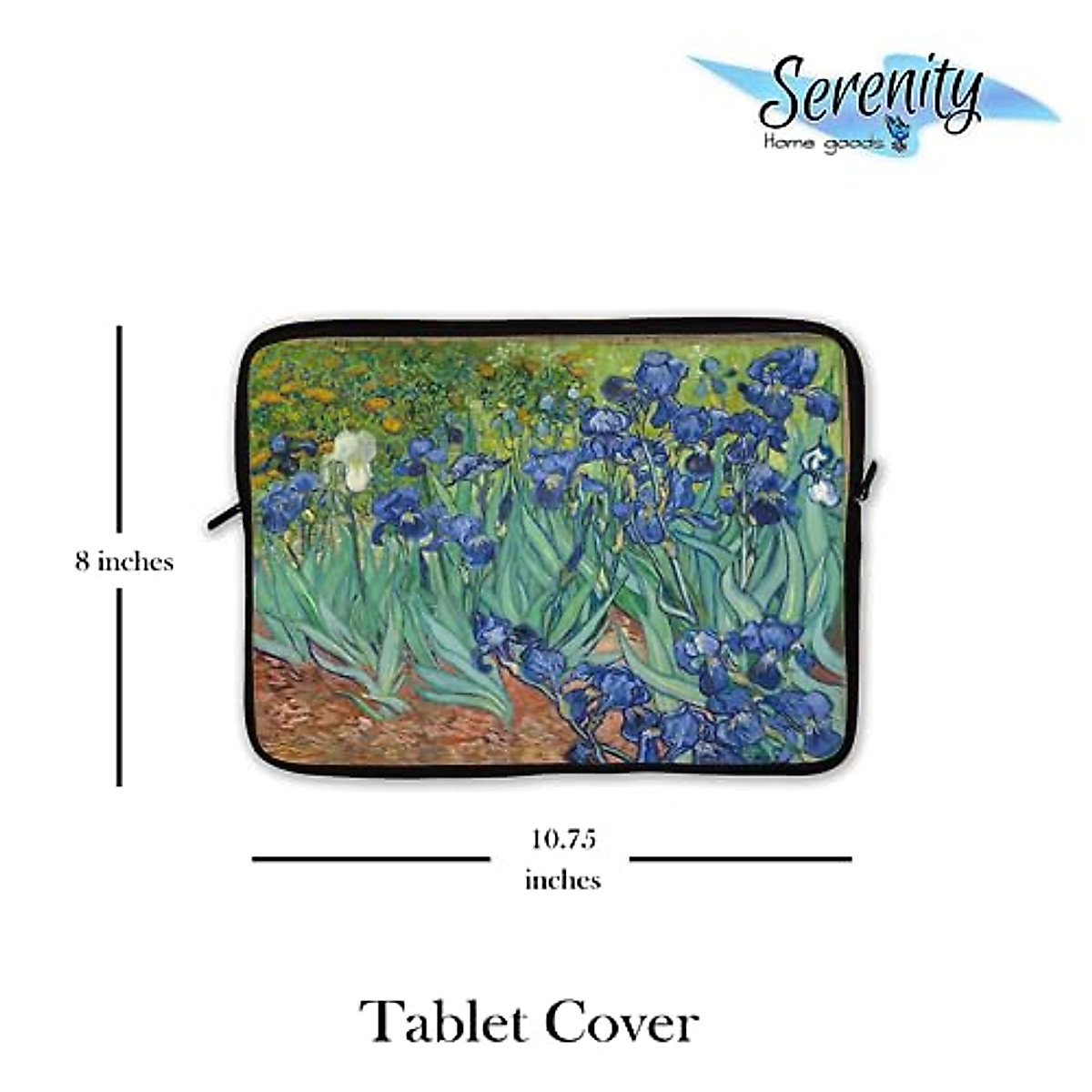 Van Gogh Irises Laptop Tablet Pouch Sleeve | Protective Electronics Case | Neoprene Soft Padded Carrying Bag With Zipper