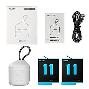 TELESIN Hero 11 Battery for Gopro, Triple Charger SD Card Reader Kit for GoPro Hero 11, Hero10, Hero 9 Black, Allinbox Charger & 2-Pack Go pro 11 Batteries