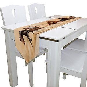 ALAZA Table Runner Home Decor, Stylish Horse Herd in Desert Sand Storm Table Cloth Runner Coffee Mat for Wedding Party Banquet Decoration 13 x 90 inches