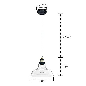 CLAXY Ecopower Industrial Edison Vintage Style 1-Light Pendant Glass Hanging Light