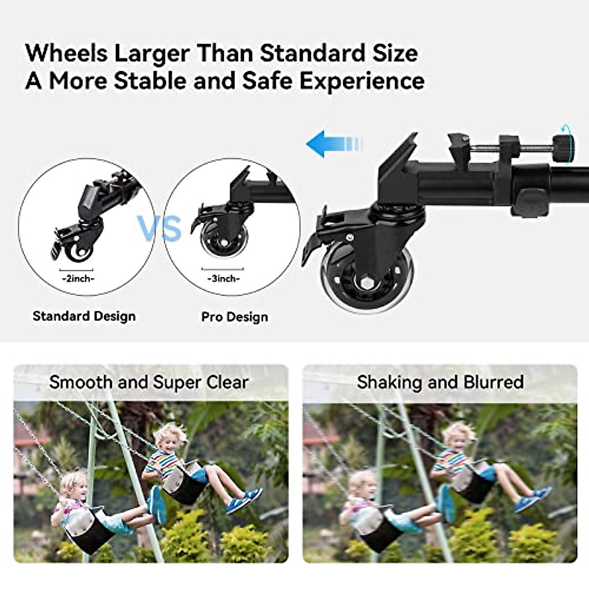 SmallRig Universal Photography Tripod Dolly, Heavy Duty with 3" Rubber Wheels, Adjustable Legs and Carry Bag, 33 lbs Capacity Tripod Wheels for Canon for Sony Cameras Camcorder Video Lighting- 3986
