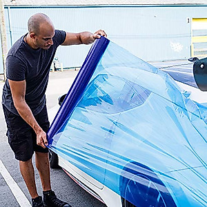 Auto Wrap Adhesive Film - 36" x 200' Roll - Made in U.S.A. Crash Wrapfilm - Easy to Apply, Strong, Durable and Puncture Resistant - Blue
