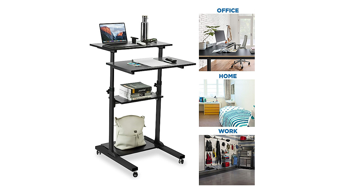 Mount-It! Mobile Standing Desk - Height Adjustable & Portable Workstation