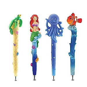 Planet Pens Bundle of Sea Turtle, Mermaid, Octopus, & Clown Fish Novelty Pens - Ballpoint Pens Colorful Sea Life Writing Pens Instrument For School and Office - 4 Pack