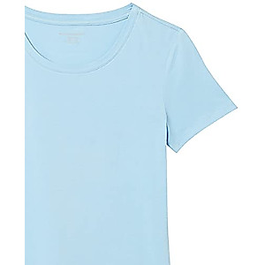 Amazon Essentials Women's Classic-Fit Short-Sleeve Crewneck T-Shirt, Pack of 2, Dark Green/Powder Blue, X-Small