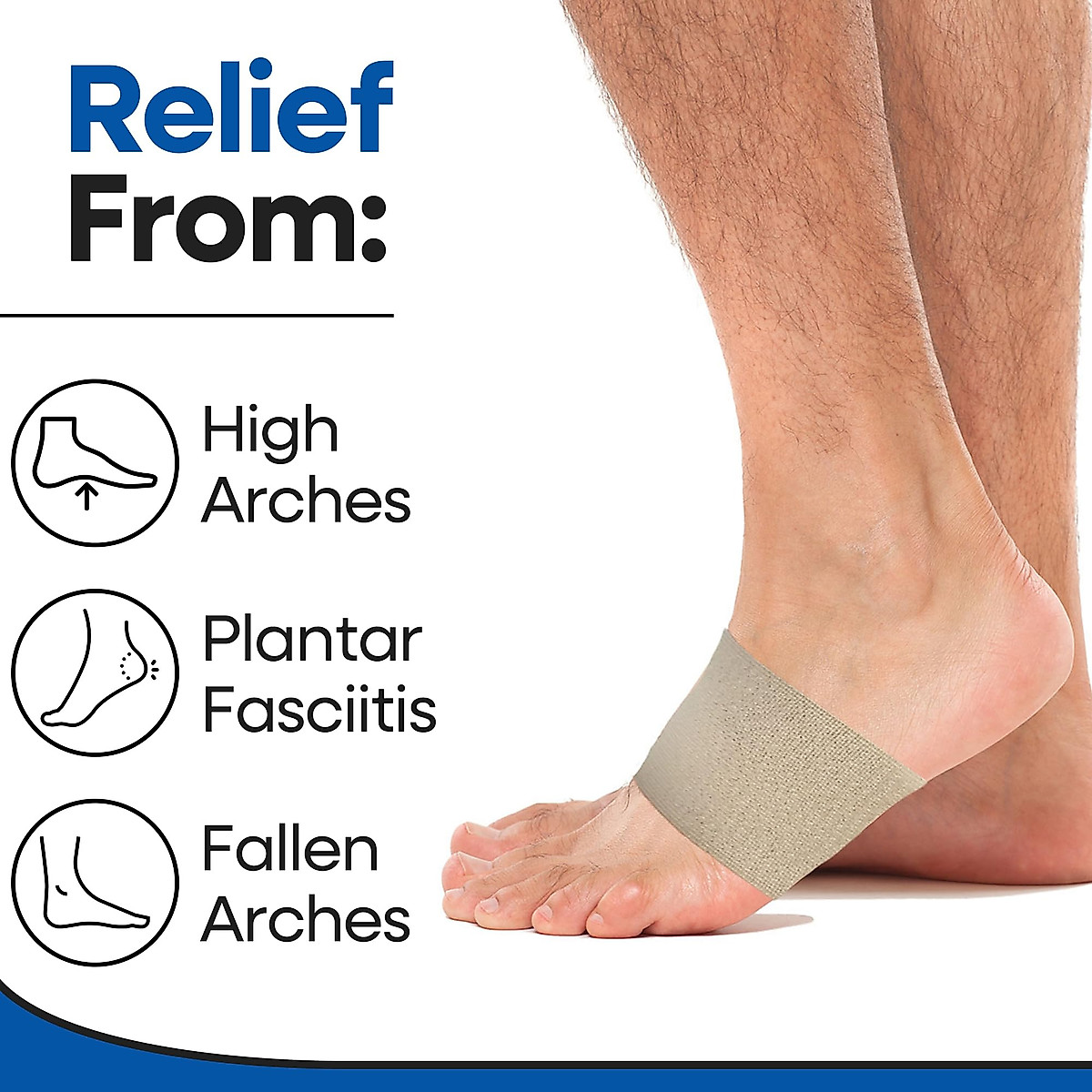 Arch Supports for Plantar Fasciitis Relief | Compression Sleeve Foot Brace For Heel Pain, Bone Spurs, Flat Feet, High Arches | Copper Infused Arch Support Bands for Women & Men Over Socks Fit Most