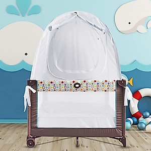 Baby Pack 'N' Play Pop Up Tent Safety Net, Protects from Insects, Mosquitoes and from Baby Climbing Out, See Through Mesh Net (Pack N Play Tent 37.5" x 26")